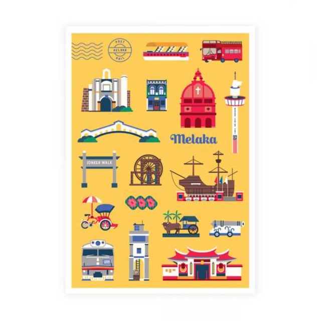 LOKA MADE Postcard The Icons of Melaka – WRITER Stationery Store